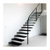 China Straight floating glass wood stairs custom wood ladders led floating stair for sale