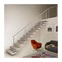 China Floating wooden stair wood treads design led stripe floating stairs for sale