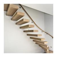 China Floating hardwood stairs luxury wood stairs cable railing floating staircase for sale
