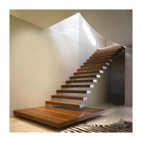 China Used floating wooden staircase wooden handrail staircase decorative floating stairs for sale
