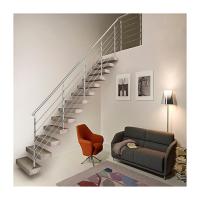 China Steel wood floating metal stairs with wood indoor floating staircases for sale