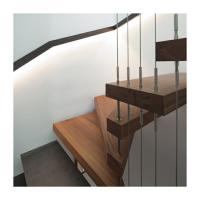 China Interior wooden floating stair solid wood system floating staircase lighting for sale