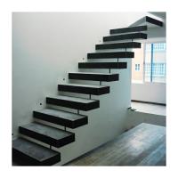 China Wooden tread floating staircase rubber wood tread walnut treads floating staircase for sale
