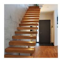 China Wood tread floating stair wooden tread floating straight staircase prices for sale