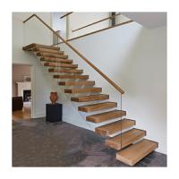 China Wood tread floating stair wooden tread floating straight staircase prices for sale