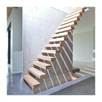 China Attic wood floating stairs curved wood stair floating maple staircase for sale