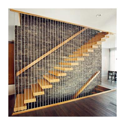 China Floating wood steps diy wood tread staircase customized floating stiarcases for sale