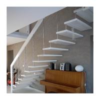 China Floating wood steps diy wood tread staircase customized floating stiarcases for sale