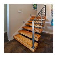 China Rubber wood floating staircase steel wood chimney cable railing floating stairs for sale