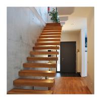 China Modern wood floating staircase creater house glass wood stairs building home floating staircase for sale