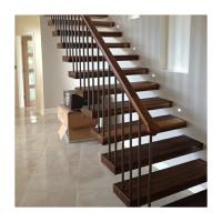 China Soolid wood tread floating staircase wood step ladders floating stairs supplier for sale