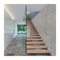China Soolid wood tread floating staircase wood step ladders floating stairs supplier for sale