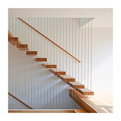 China Floating wood tread 2 sided wood stove floating staircase handrail malaysia for sale