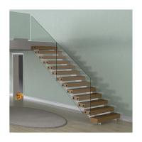 China Floating wood tread 2 sided wood stove floating staircase handrail malaysia for sale