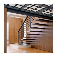 China Floating wood tread 2 sided wood stove floating staircase handrail malaysia for sale