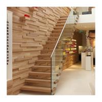 China Cherry wood floating staircase wood steel staircase pvc handrail floating stairs for sale