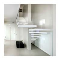 China Floating staircase with wood treads stainledd steel wooden step ladder height quality floating stairs for sale