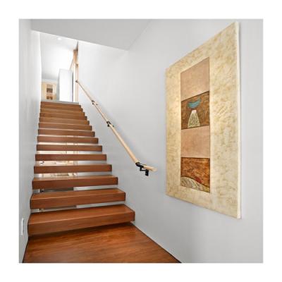 China Wood glass floating staircase price diamond shaped wood curved floating stair for sale
