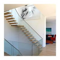 China Wood glass floating staircase price diamond shaped wood curved floating stair for sale