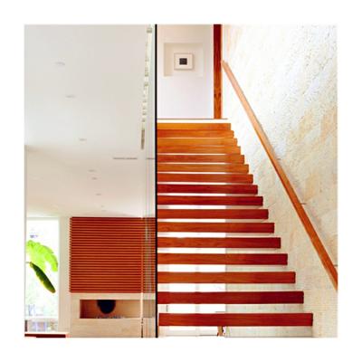 China Wood straight floating stairs glass wood stairs floating open staircase for sale