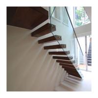 China Wood treads floating stairs oak wood cheese boards modern design floating staircase for sale