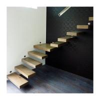 China Wood floating stairs design wooden straight indoor contemporary floating staircase for sale