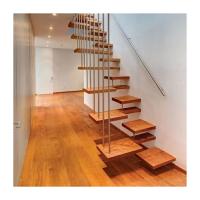 China Floating wooden stairs prefabricated wooden stair straight floating stairs for sale