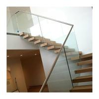 China Wooden tread floating stairs red wood tread design l shape floating stairs for sale