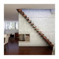 China Build wood glass floating staircase steel wood floating staircase set sulution for sale
