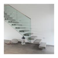 China Wood box tread floating staircase wood staircase with wire balustrade inexpensive floating staircases for sale