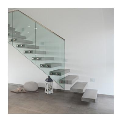China Wood box tread floating staircase wood staircase with wire balustrade inexpensive floating staircases for sale