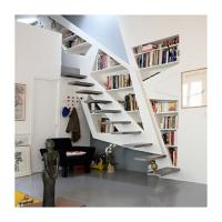 China Wood box tread floating staircase wood staircase with wire balustrade inexpensive floating staircases for sale