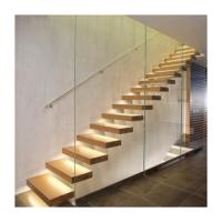 China Build floating staircase wood indoor wood railing designs modern decorative floating stairs for sale