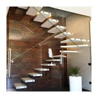 China Build floating staircase wood indoor wood railing designs modern decorative floating stairs for sale