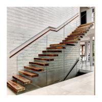 China Build floating staircase wood indoor wood railing designs modern decorative floating stairs for sale