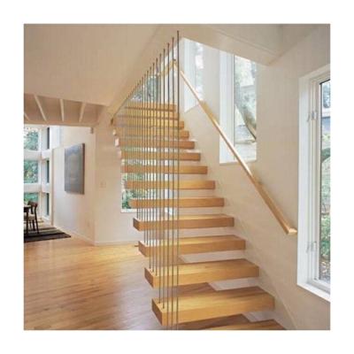 China Wood glass floating staircase customized indoor wooden tread commercial floating vinyl flooring for sale