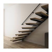China Wood glass floating staircase customized indoor wooden tread commercial floating vinyl flooring for sale