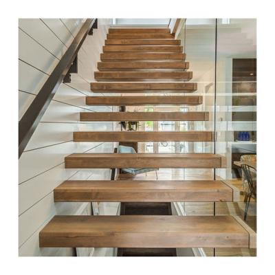 China Floating wooden staircase modern wooden stairs and steps floating staircase set for sale
