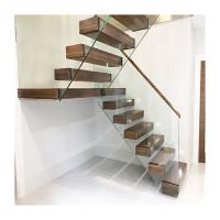 China Floating wooden staircase modern wooden stairs and steps floating staircase set for sale