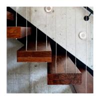 China Modern wood floating stair wood staircase model floating stairs mono stringer for sale