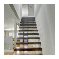 China Wood staircase floating stairs straight wood stairs for small houses floating grand staircase for sale