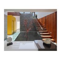 China Wood staircase floating stairs straight wood stairs for small houses floating grand staircase for sale