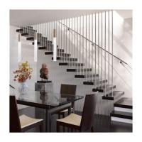 China Floating wood staircase design stair with the solid wood tread floating staircase for villa for sale