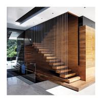 China Wooden floating indoor staircase oak wood tread straight modern stairs interior floating staircases for sale