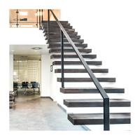 China Wood floating stairs double handrail wood stair floating stairs south africa for sale