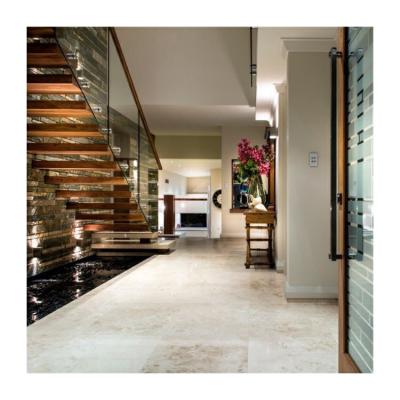 China Floating stairs with wooden stairs wood handrails decoration floating stair construction for sale