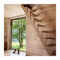 China Floating stairs with wooden stairs wood handrails decoration floating stair construction for sale
