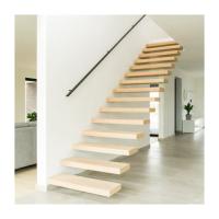 China Solid wood floating stair oak wooden tread stairs floating staircase manufacturers for sale
