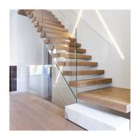 China Solid wood floating stair oak wooden tread stairs floating staircase manufacturers for sale