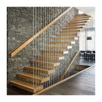 China Wood step floating staircase wood cantilevered stairs high standard floating staircases for sale